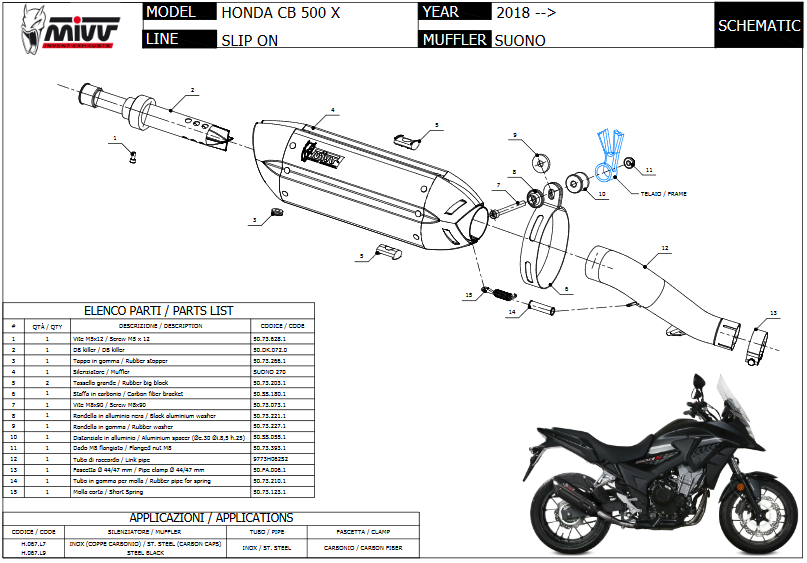 Echappement Honda Cb 500 X 2017 Mivv Suono Black Pot Moto Silencieux echappement-honda-cb-500-x-2017-mivv-suono-black-pot-moto-silencieux