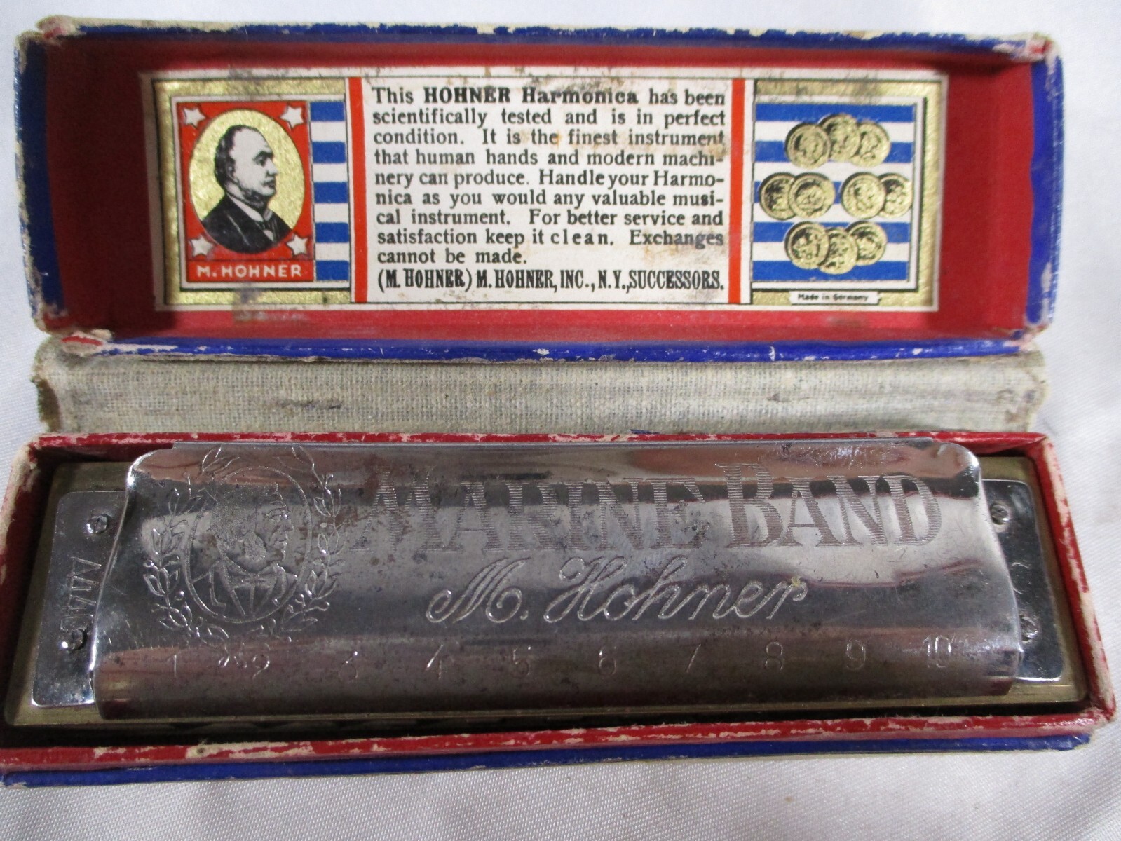Vintage - Marine Band Harmonica - No. 1896 - M. Hohner - Germany - A440 Note C | eBay