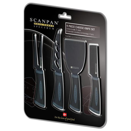 Scanpan Soft Touch Spectrum 4 Piece Cheese Knife Set *Coloured or Black ...