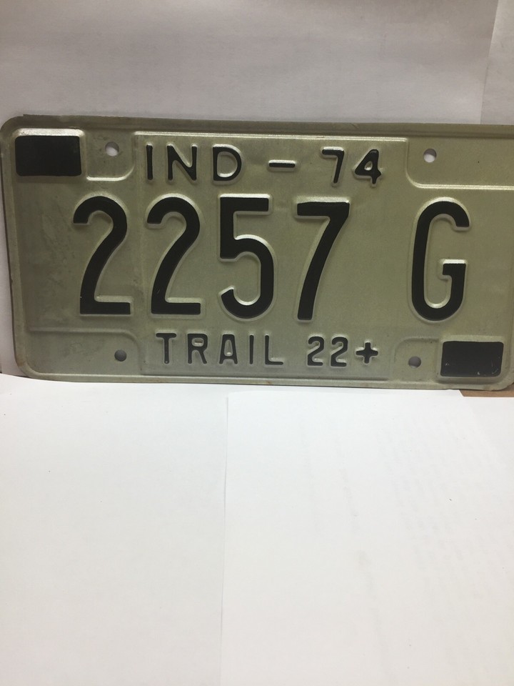 Vintage Indiana Trailer License Plate - - Single Plate 1974 Crafting ...