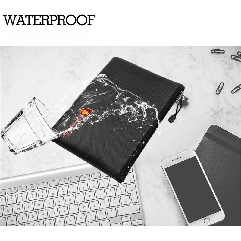 Fireproof Waterproof Document Bag Secret File Protect Pouch Cash Money ...