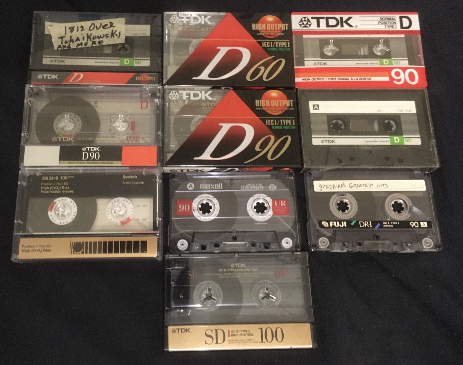 Fuji TDK Maxell and Scotch Casssette Tapes (10 tapes) 3 Brand New Tapes ...