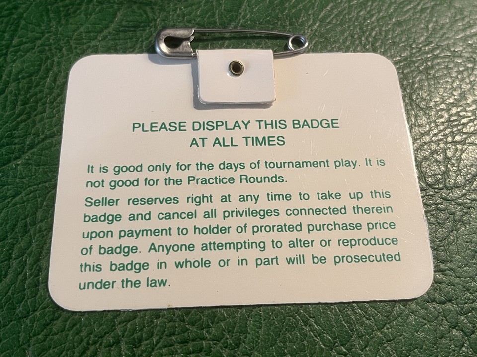 Masters Badge 1985 Bernhard Langer Champion Augusta National Ticket ...