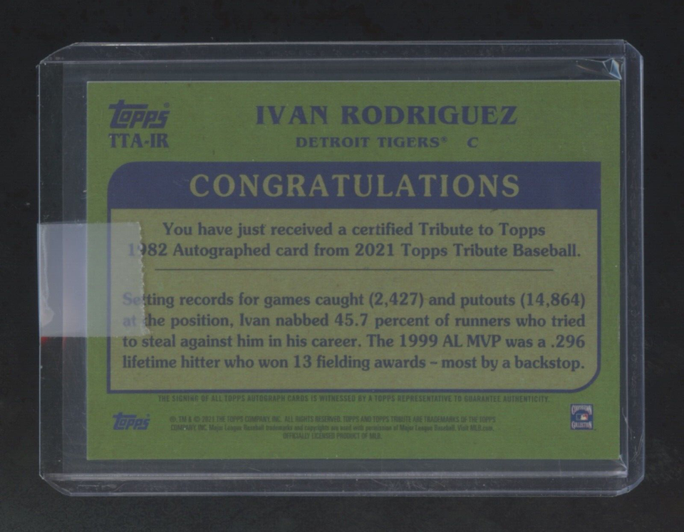 2021 TOPPS IVAN RODRIGUEZ AUTOGRAPH SP REFRACTOR #ED 38/99 RARE HOF | eBay