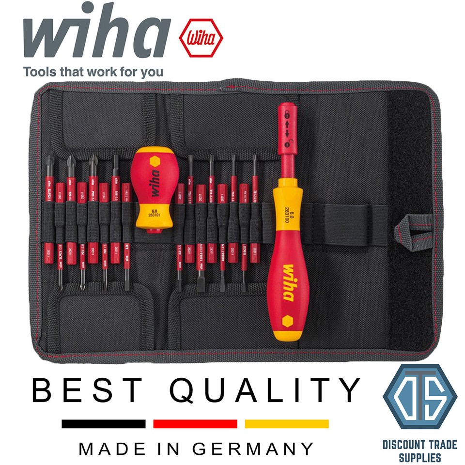 WIHA SlimBit SlimVario VDE SoftFinish Replacement Slim Bits PH1 PZ1 PZ2 ...