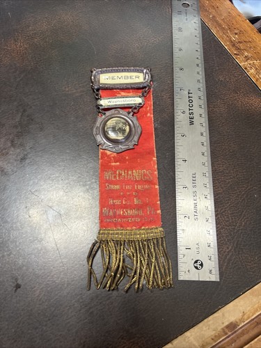 1900s Waynesboro Pa Fire Dept Ribbon & Medal Mechanics Steam & Engine ...