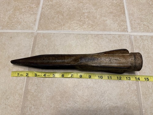 14" Large 3LB CAST IRON SPIKE FLAG POLE STAKE 1 3/8" DIA. THREADED USA ...