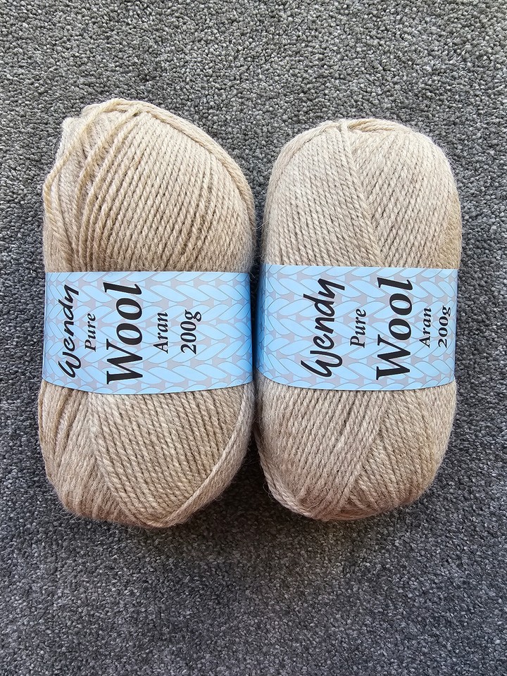 Wendy Pure Wool Aran Knitting Yarn Crocheting 100% British Wool 200g X2 ...