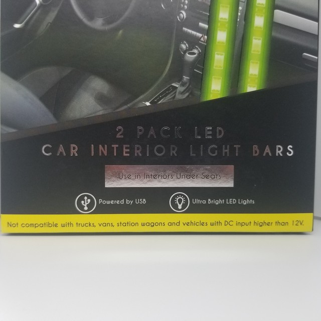 Vibe Auto 2 Pack Led Car Interior Light Bars Blue Under Seat USB ...