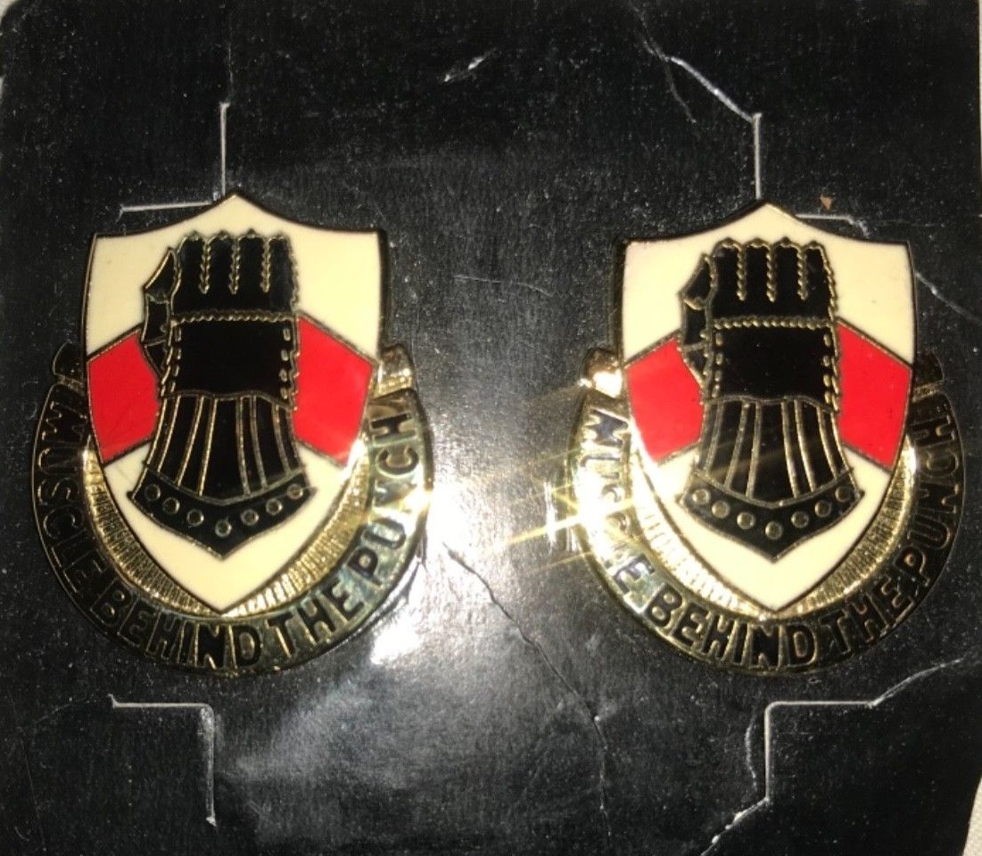 US ARMY UNIT CREST 495TH SUPPORT BRIGADE PIN DUI "MUSCLE BEHIND THE ...