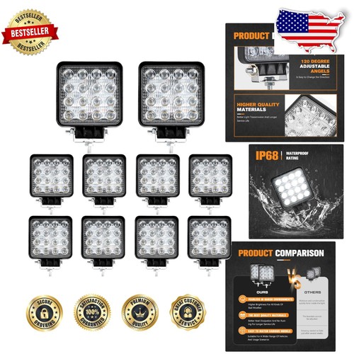 Durable 10PCS 4-Inch LED Work Lights - Waterproof and High Brightness ...