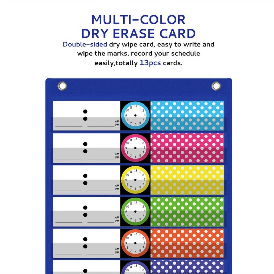 Daily Schedule Pocket Chart,Class Schedule with 13 Cards,13+1 Pockets ...
