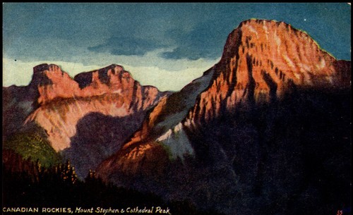 Postcard British Columbia Canada Mount Stephen and Cathedral Peak ...