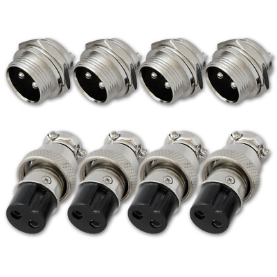 4 Set 2 Pin Male Female Panel Chassis Harness AC-DC Power Connector ...