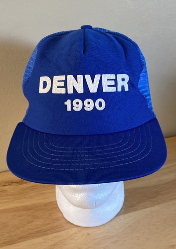 Vintage 1990 Denver Colorado blue mesh trucker snapback hat | eBay