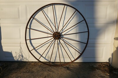 Antique/Vintage Spoked Steel Farm Implement Wheel Rim 54" x 2" | eBay