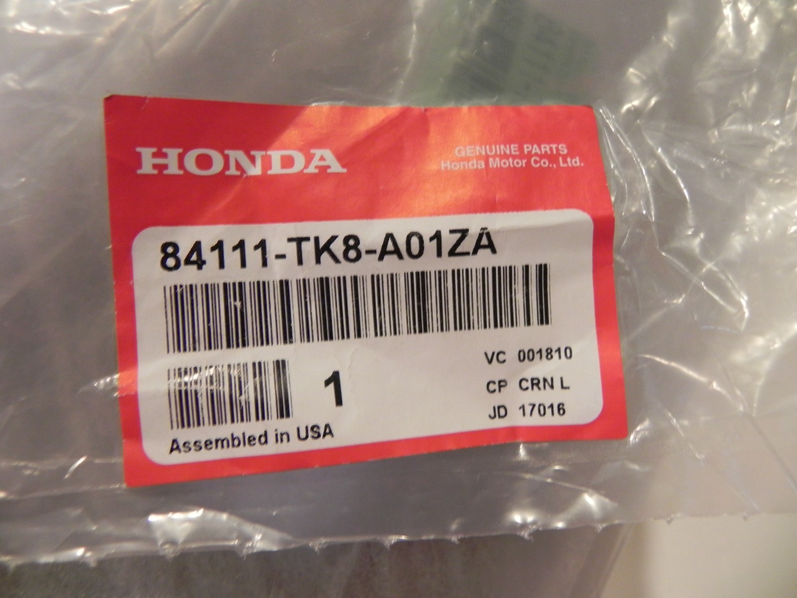 Genuine Honda, Garnish Assy, R Center Pillar, Upper, Part #84111-TK8 ...