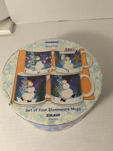 Set (4) Oneida Sakura SNOW PALS Snowmen Winter Coffee Tea Mugs Cups New ...