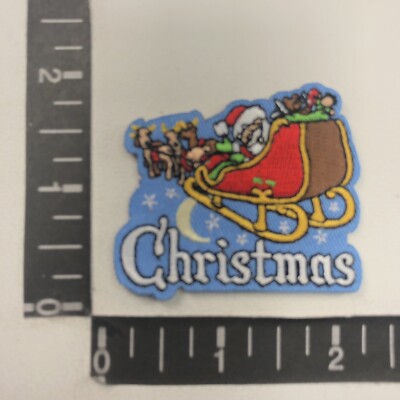 CHRISTMAS Patch With Santa Clause On His Sleigh With Reindeers 00TV | eBay
