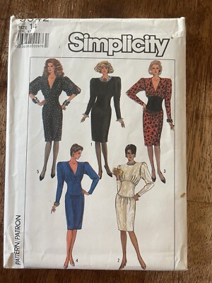 Vintage Simplicity Pattern 1980's Fitted Waist Dress Rocker # 8342 CUT ...
