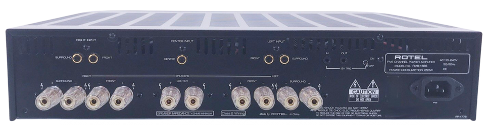 Rotel RMB-1565V02 100Wx5 Class D Amplifier | Black | 100 W | Stereo L/R ...