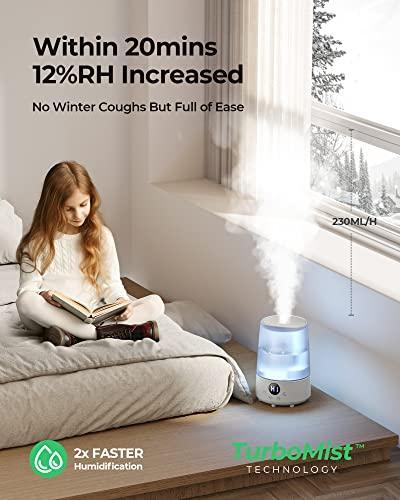 Homvana Cool Mist Humidifier for Bedroom Home, 3L Top Fill Water ...