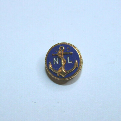 US Navy League Lapel Pin with Anchor Mounted with Blue and White Enamel ...