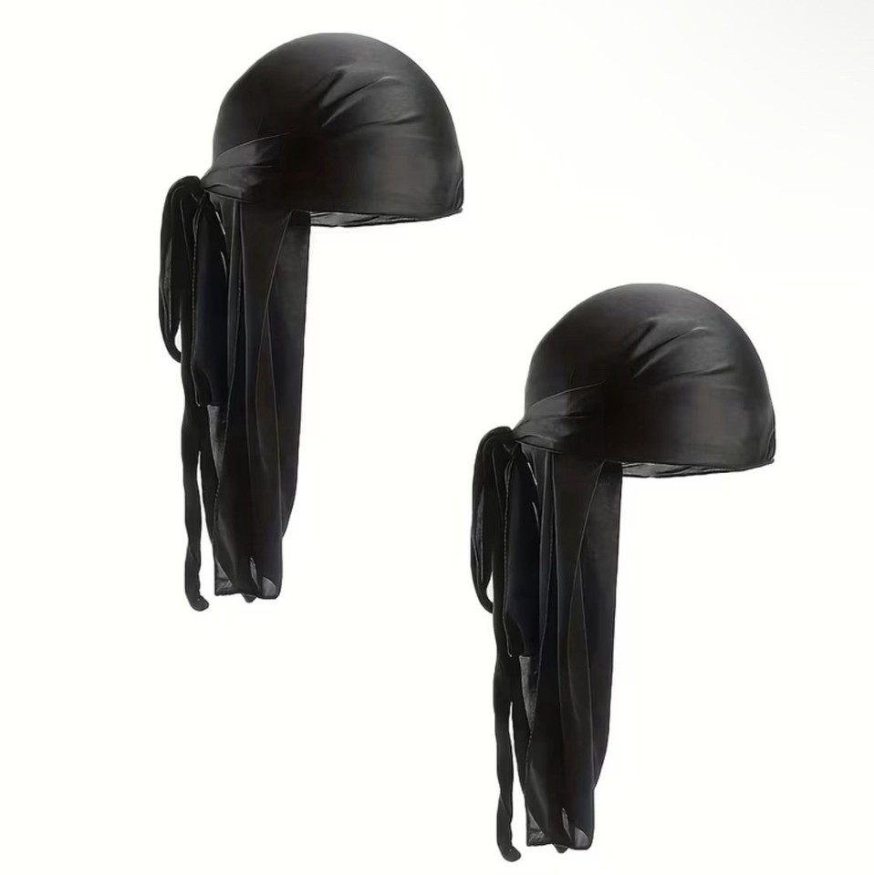 Men's Silky Durag Du Rag Waves Cap Long Tail Bandana Headwrap Shower ...