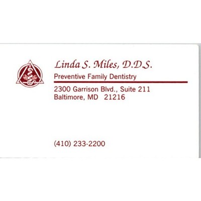 Linda S. Miles DDS Preventive Family Dentistry MD Vintage Business Card ...