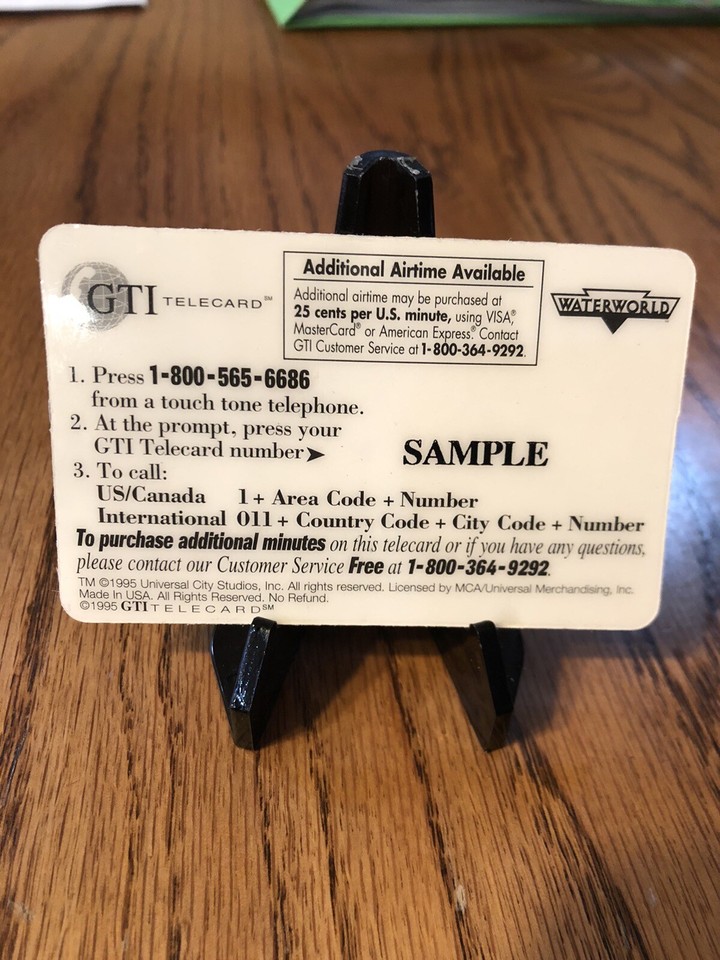 GTI Telecom Telecard Phone Waterworld Movie SAMPLE CARD!! $10 Kevin ...