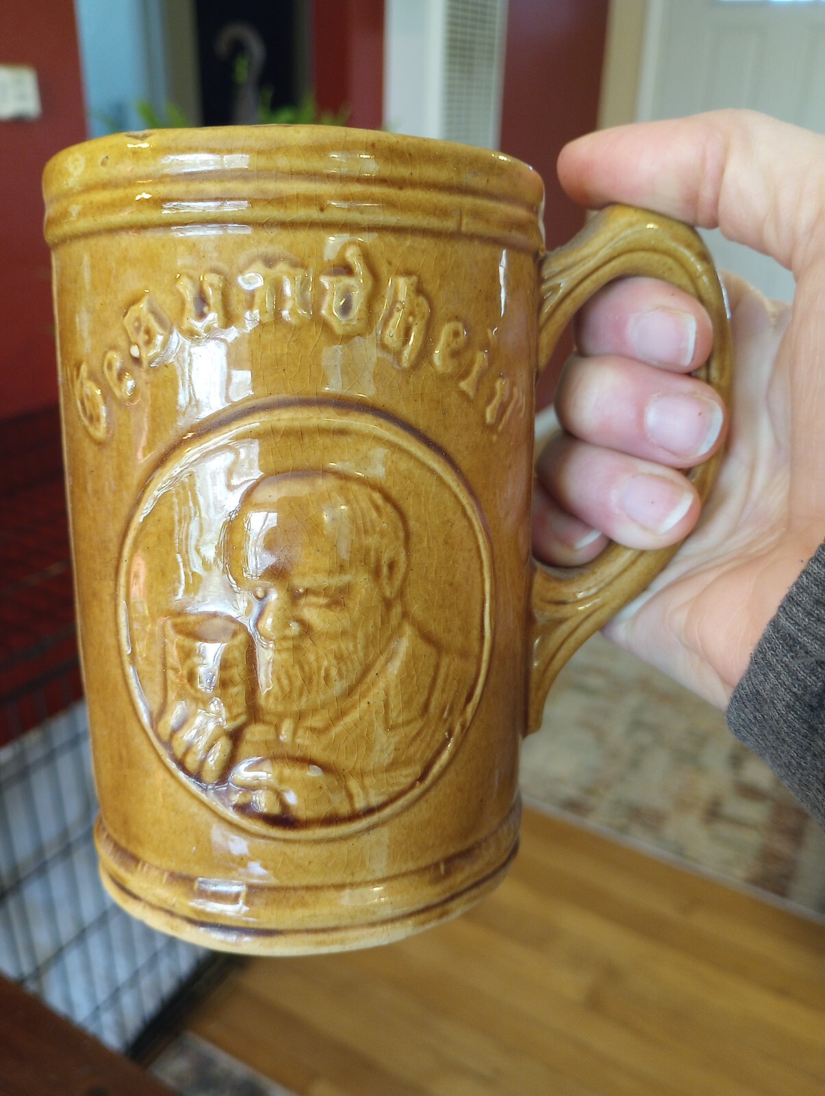 Antique Stoneware Compliments Gesundheit Beer Free Premium Tankard Mug ...