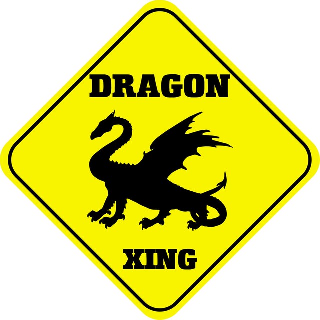 Yellow Aluminum Crossing Sign Dragon Cross Xing Style E Diamond Street ...