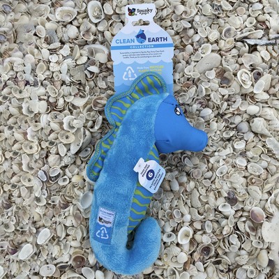 Spunky pup Clean Earth Recycled Plush Seahorse Sm/Med Dog Squeaker Toy ...