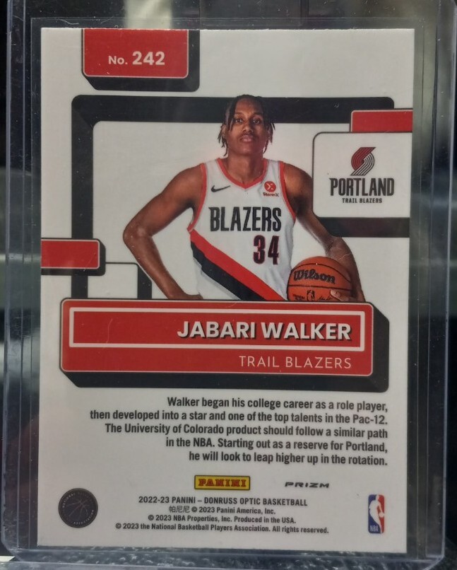 Jabari Walker 2022-23 Optic Hyper Pink Prizm Rookie RR RC #242 Trail ...