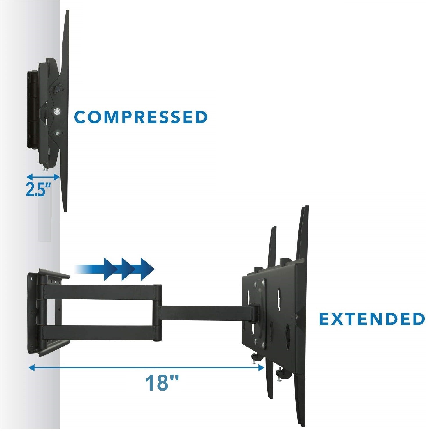 Full Motion TV Wall Mount Swivel Bracket 42 52 55 65 70 Inch LED LCD ...