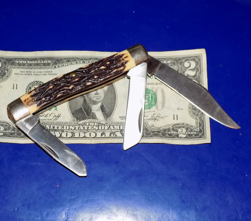 Schrade+ USA 885UH Uncle Henry Stockman Knife w/Stagalon Scales - Exc ...