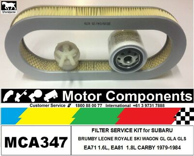 FILTER KIT Oil Air Fuel for SUBARU BRUMBY LEONE ROYALE SKI WAGON GL GLA ...