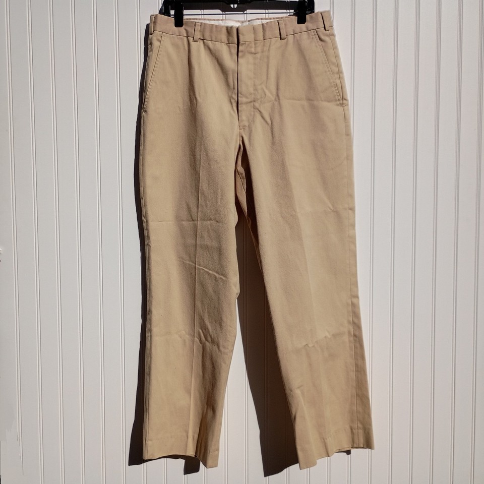 Vintage L.L. Bean Khaki Pants Men's 35 x 30 Made in USA Beige Khakis ...