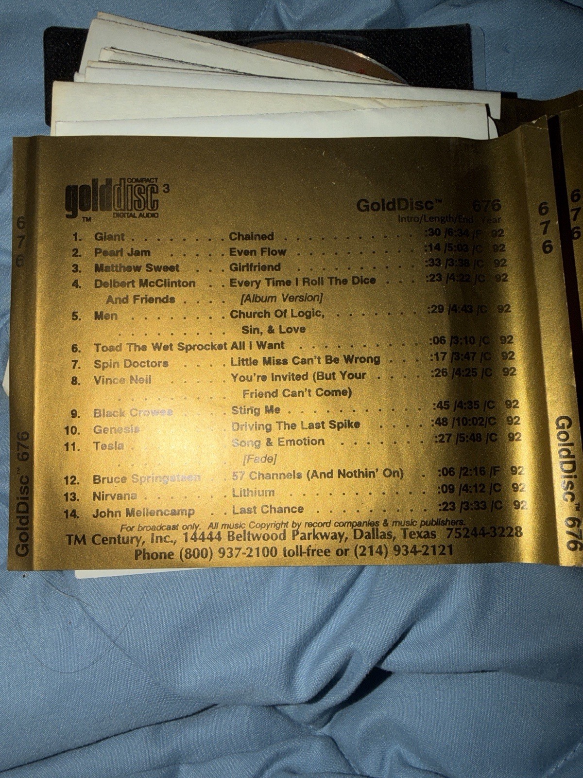TM Century GoldDisc 676 Radio Promo CD Nirvana Pearl Jam 1992 | eBay