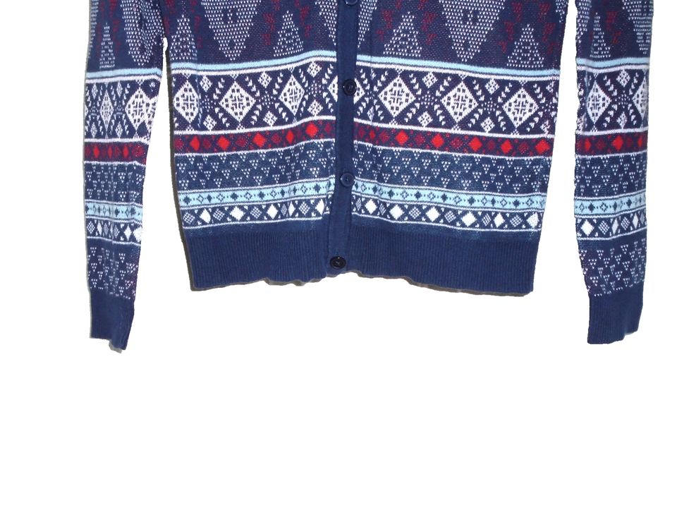 Merona Cardigan Sweater Christmas Holiday Argyle Blue Red Sz Small | eBay