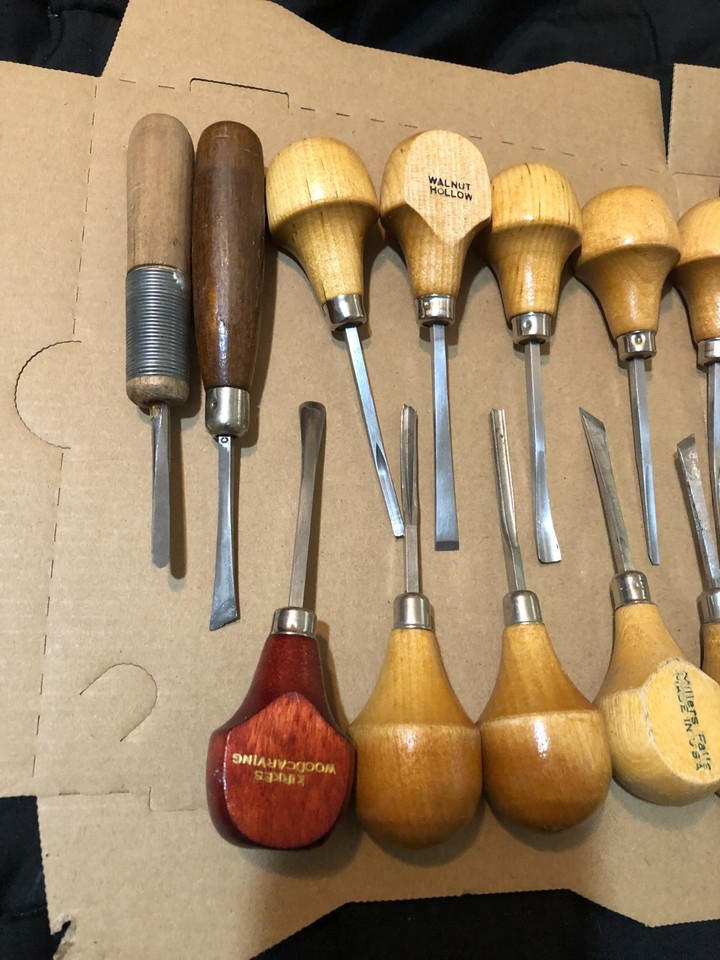 25 Vintage Palm Chisel Wood Carving Gouge Millers Falls Walnut Hollow ...