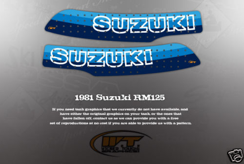 VINTAGE LIKE NOS SUZUKI 1981 RM125 WICKED TOUGH FUEL TANK GRAPHICS | eBay