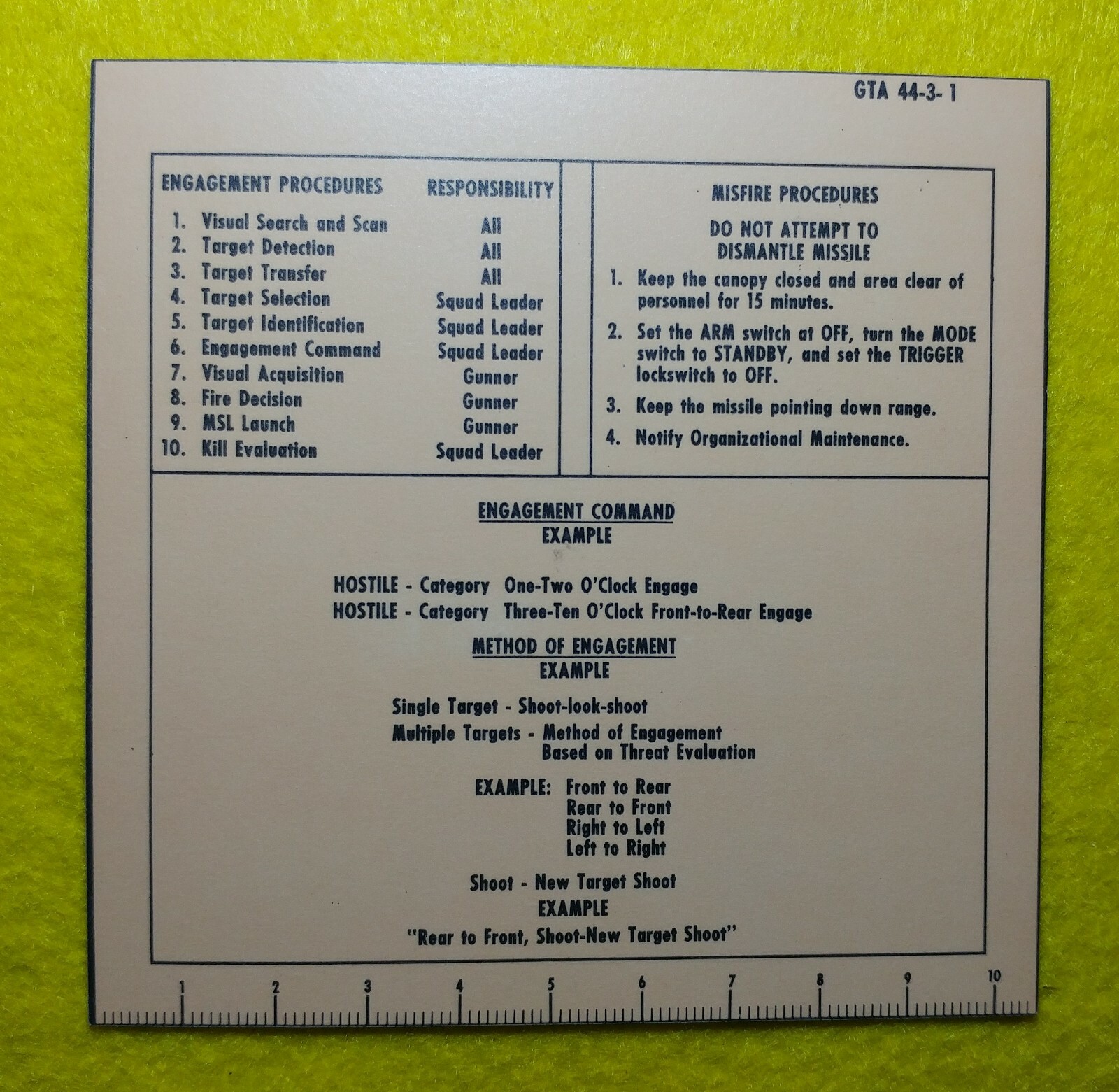 (AC): Original 1979 US Army Chaparral Card GTA 44-3-1 | eBay