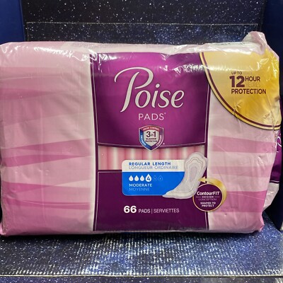 Poise Incontinence Pads Moderate Absorbency Regular Size, 66 Count ...