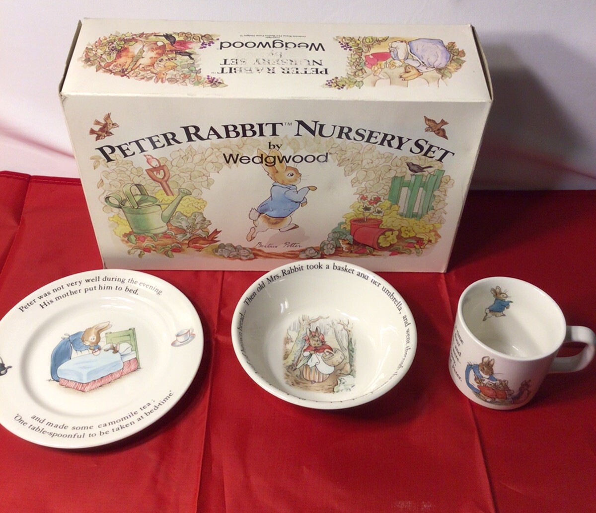Peter Rabbit 3 Piece Nursery Set By Wedgwood Mug Plate Baby Porringer ...