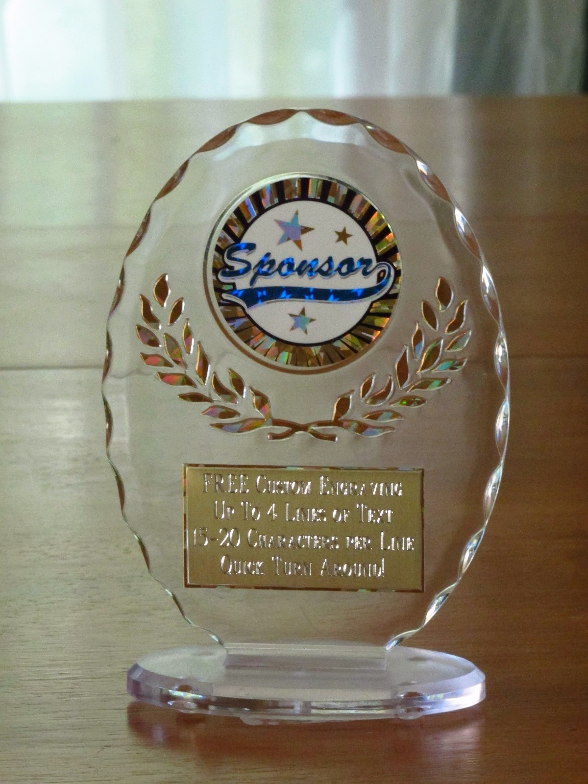 Sponsor Appreciation 6 1/2" Acrylic Award Trophy FREE engraving | eBay