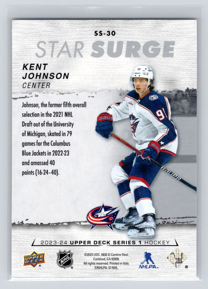 2023-24 Upper Deck Kent Johnson #SS-30 Star Surge | eBay
