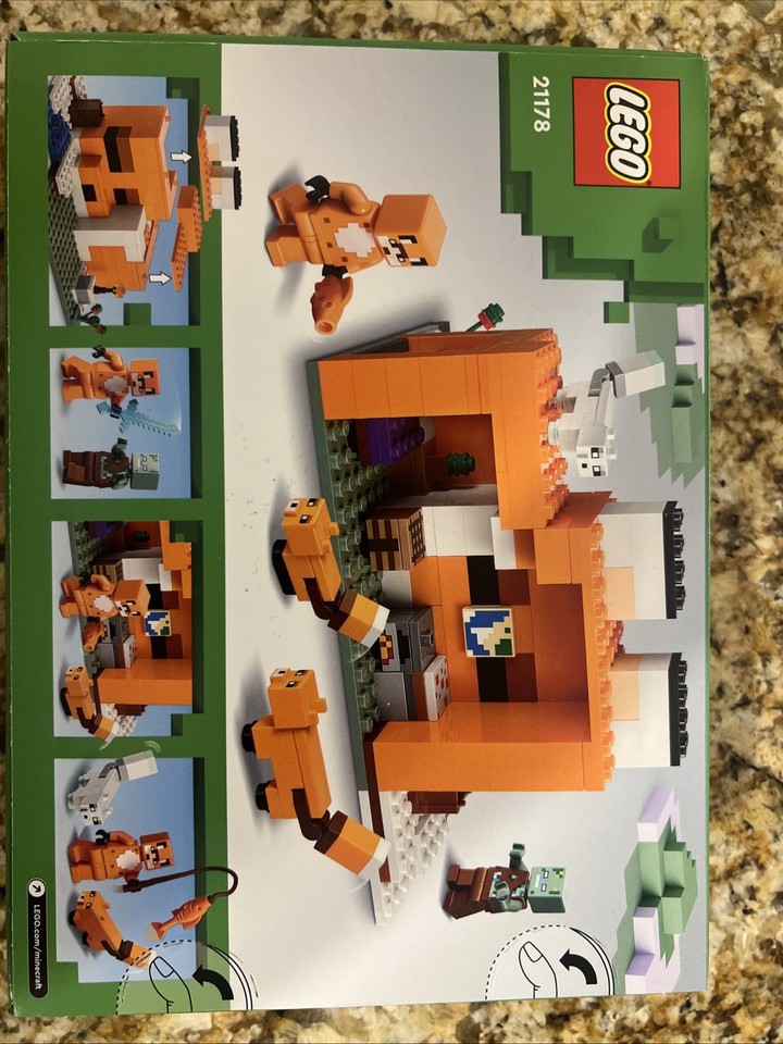 LEGO Minecraft The Fox Lodge House 21178 Animal Toys with Drowned ...