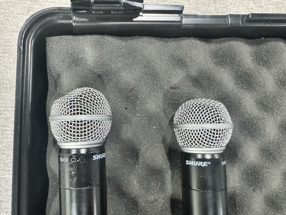 2 SHURE SM58 SLX2 G5 HANDHELD WIRELESS MICROPHONEs 494-518 MHz and ...