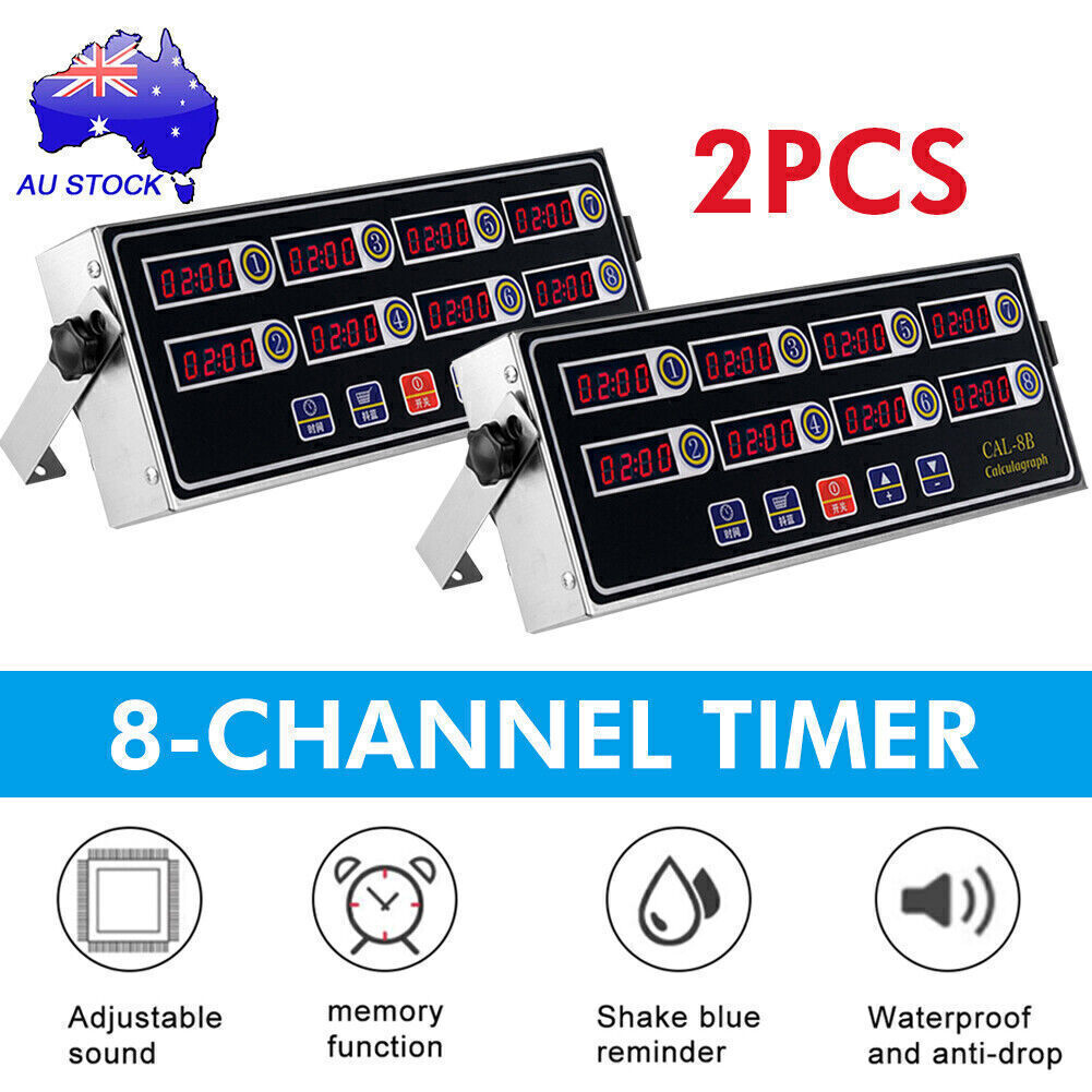 2PCS 8 Channel Digital Kitchen Timer Cooking Timer Reminder Commercial ...